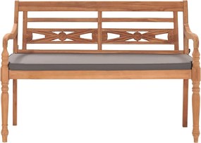 Lavice Batavia s tmavě šedou poduškou 120 cm masivní teak 316030