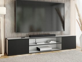 TV skříňka EDI 4 bílý + černý otevřená TV skříňka s policí