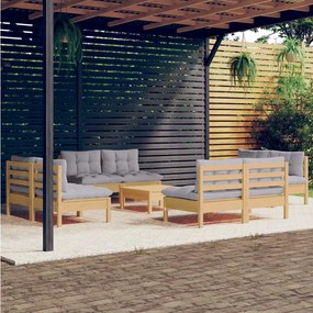 vidaXL 9dílná zahradní sedací souprava s krémovými poduškami borovice [3096048] Barva: Krémová a antracitová