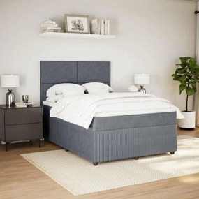 Box spring postel s matrací tmavě šedý 140 x 190 cm samet 3294629