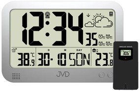 JVD Digitální nástěnné stříbrné rádiem řízené hodiny JVD RB3565.2