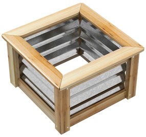 Outsunny vyvýšený záhon kovový květinový truhlík s dřevěným rámem 45x45x30cm pro zahradu balkon příroda | Aosom.de