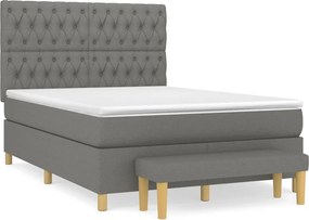 Box spring postel s matrací tmavě šedý 140 x 190 cm textil 3137390