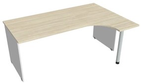 Stůl ergo levý 180*120 cm - Hobis Gate GE 1800 L Dekor stolové desky: akát, Dekor lamino podnože: bílá, Barva nohy: stříbrná