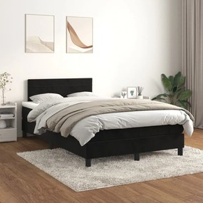 vidaXL Box spring postel s matrací 120 x 200 cm samet [3141355] Barva: Černá