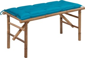 vidaXL Skládací zahradní lavice s poduškou 118 cm bambus [3063865] Barva: Modrá