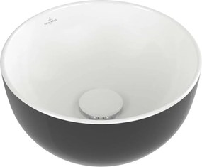 Villeroy & Boch Artis - Umyvadlo na desku, průměr 33 cm, bez přepadu, bez otvoru pro baterii, Coal Black 438932BCT8