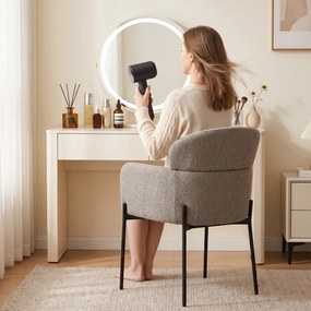 HOMCOM Chenille dekorativní křeslo – moderní čalouněné ergonomické křeslo s kovovými nohami, světle hnědé