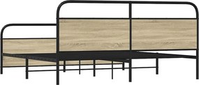 Kovový rám postele bez matrace dub sonoma 193 x 203 cm 3318654