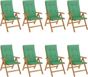Skládací polohovací křesla s polštáři, 8 ks, masivní teak 3196528