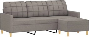 3místná pohovka s podnožkou taupe 180 cm textil 3201008