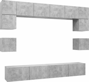 8dílný set TV skříněk betonově šedý kompozitní dřevo 3079112