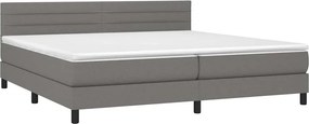 Box spring postel s matrací a LED tmavě šedá 200x200 cm textil 3133262
