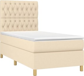 Box spring postel s matrací krémová 90x190 cm textil 3142542