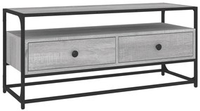 TV skříňka Elida - 100x35x45 cm - kompozitní dřevo + ocel | šedá sonoma