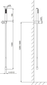 Cersanit Zen, ruční sprcha s hadicí a bodovým držákem sprchy, grafitová, S951-618
