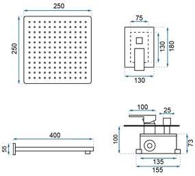 Sprchový komplet REA FENIX + BOX s podomítkovou baterií, zlatý