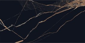 Mexen Fossil Černý leštěný rektifikovaný gres G1, dlaždice podlahově-stěnová 120 x 60 cm, vysoký lesk