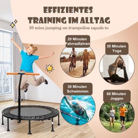 Costway Φ117 cm Skládací mini trampolína s výškově nastavitelným madlem dětská
