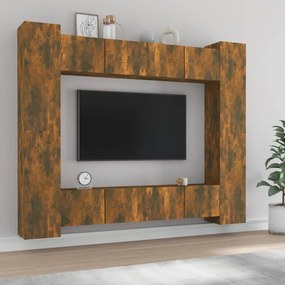 8dílný set TV skříněk kouřový dub kompozitní dřevo 3114235
