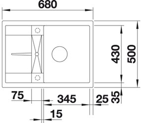 Granitový dřez Blanco METRA 45 S Compact Silgranit antracit oboustranné provedení