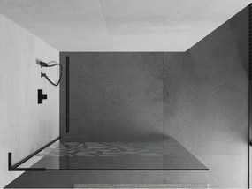Mexen Kioto L, sprchová zástěna Walk-In 90 x 200 cm, 8mm čiré sklo bílý vzor, ​​černý profil, 800-090-103-70-85