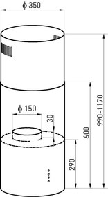 Novoterm Odsavač par ostrůvkový Shadow 35 BL, černá mat