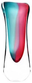 Skleněná váza hutní 00, růžová a tyrkysová, 25 cm | České hutní sklo od Artcristal Bohemia
