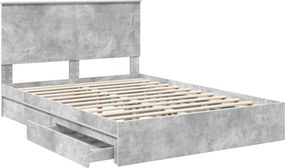 Postel s úložným prostorem s čelo Betonově šedá 150 x 200 cm 3409541