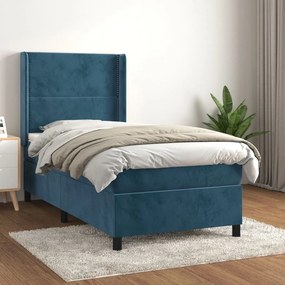 Box spring postel s matrací tmavě modrá 100x200 cm samet 3132607