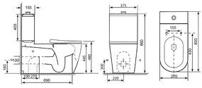 Sapho Sapho, DARIO RIMLESS WC kombi mísa s nádržkou, spodní/zadní odpad, bílá, MC102