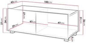 TV stolek 100 cm CHEMUNG - černý / lesklý černý