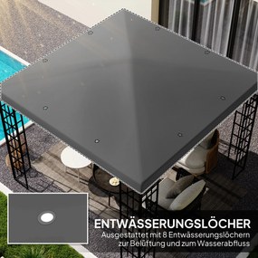 Náhradní střecha Outsunny pro altán 3 x 3 m, vodotěsný altánový stan, náhradní kryt pro zahradní altán, části vyrobené z oxfordské tkaniny, 370 g/m²,…