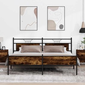 Kovový rám postele bez matrace kouřový dub 193 x 203 cm 3325116