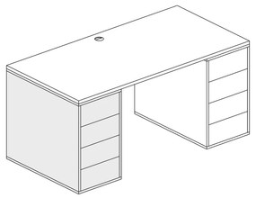 PLAN Kancelářský přístavný kontejner BLOCK Wood, 4 zásuvky, dub přírodní