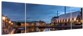 Obraz vodního kanálu - Göteborg (170x50 cm)