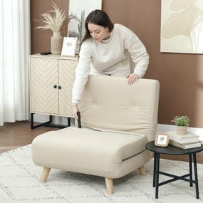 HOMCOM 3 v 1 Rozkládací Křeslo, Sofabed s Funkcí Postele, Polštář na Bedra, Sklopné Křeslo s Nastavitelným Opěradlem, Chaise Lounge v Sametovém Vzhle…