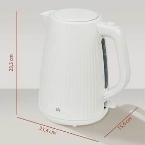 HOMCOM Elektrická konvice 1,7L, rychlovarná funkce, 2200W, s vyjímatelným filtrem proti vodnímu kameni, automatické vypnutí, Krémově bílá