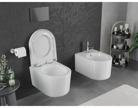 Mexen Sofia, závěsná WC mísa 490x360x355 mm, Rimless Tornádo + WC sedátko z duroplastu, bílá lesklá, 30540200T