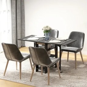HOMCOM skládací kuchyňský stůl, skládací jídelní stůl s odnímatelnými 3 policemi a 2 sklápěcími deskami, moderní design 120 x 60 x 75 cm, černý