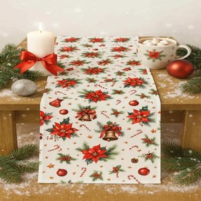 Vánoční ubrus Vánoční růže 40 x 170 cm TiaHome