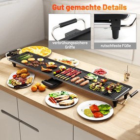 Costway Teppanyaki gril 1800 W elektrický grilovací talíř nepřilnavý stolní gril