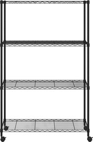 Úložný regál 4 police 90 x 35 x 142 cm s kolečky černý 200 kg 324628