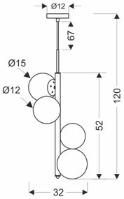 Lustr na lanku CORDEL 4xG9/20W/230V zlatá