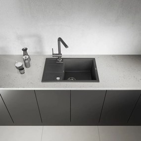 Laveo Barbados, 1-komorový granitový dřez 650x440x215 mm, černá skvrnitá, LAV-SBB_713T