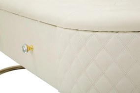 Lavice Sharon 120 cm s úložným prostorem ekokůže bílá/zlatá