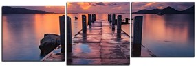 Obraz na plátně - Krásný západ slunce nad jezerem - panoráma 5164E (120x40 cm)