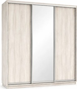 Skříň s posuvnými dveřmi 2000x2200x600 2LTD 1 Zrcadlo Artwood světlý, profil stříbrný