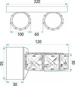 Toolight APP1937-2W, nástěnná LED svítilna, 320 mm, zlatá lesklá, OSW-66071