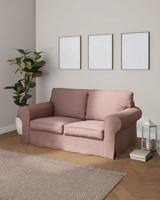 Potah na pohovku IKEA Ektorp 2-místná, nerozkládací barva růžová látka pletený vzor